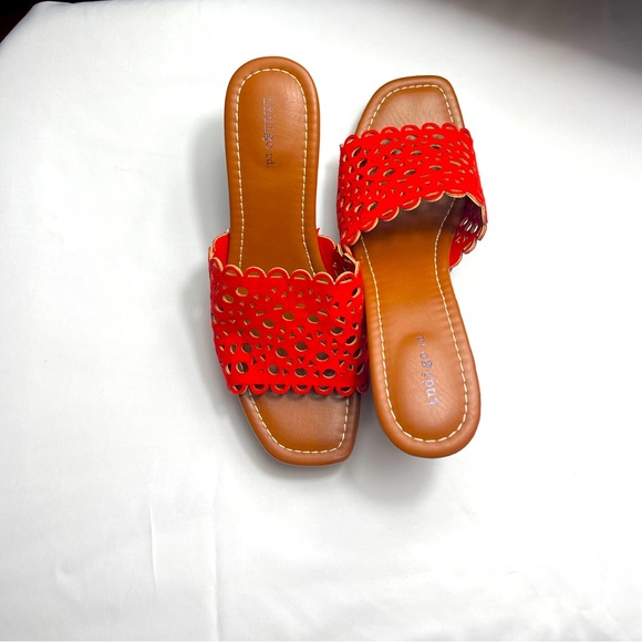 Indigo | Shoes | Used Indigo Rd Heeled Clog Sandals Size 85 Red | Poshmark